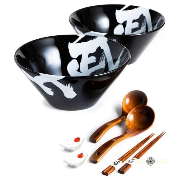 Ceramic Japanese Ramen Bowl Set with Chopsticks - Taste of Asia Flavor
